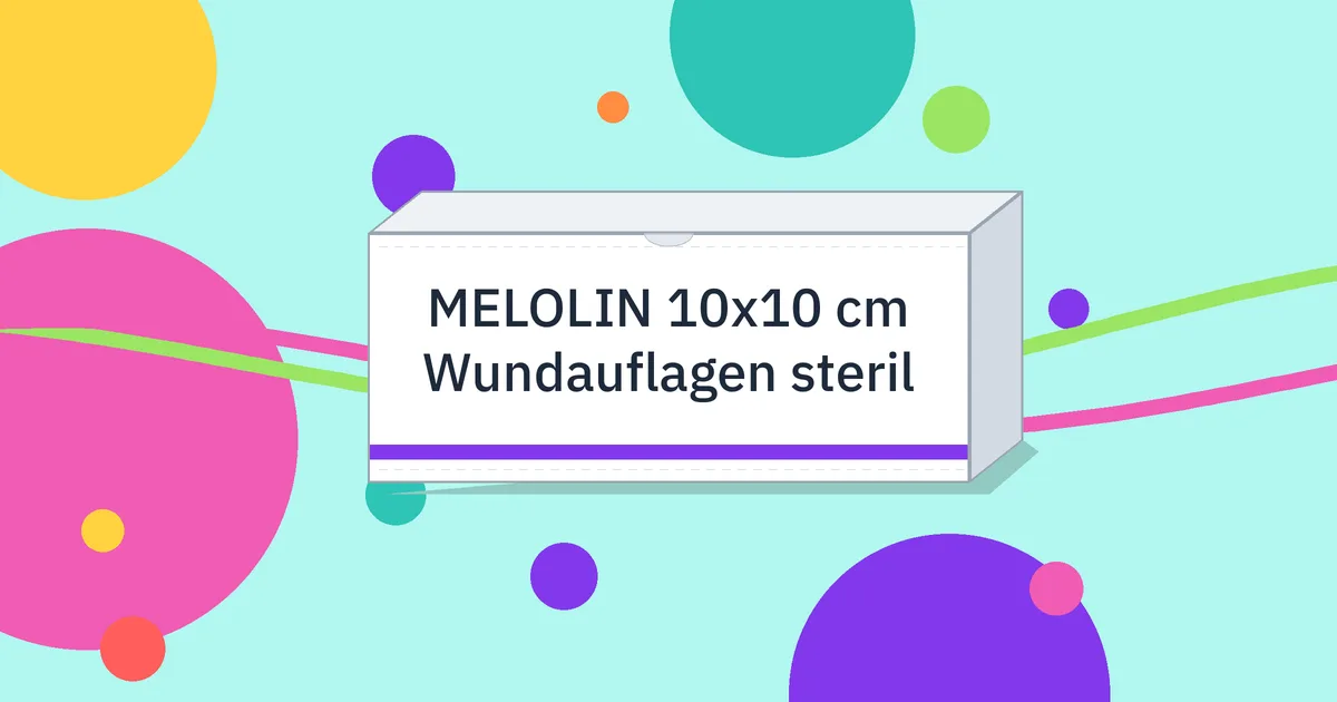 Symbolbild: Packung mit der Aufschrift MELOLIN 10x10 cm Wundauflagen steril (PZN 03170748) – Verfügbarkeit und Bezug in Apotheken in Frankfurt am Main