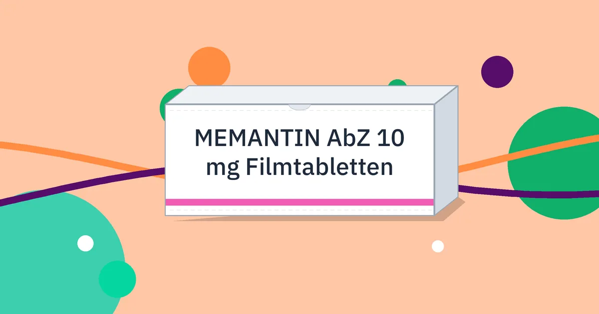 Symbolbild: Packung mit der Aufschrift MEMANTIN AbZ 10 mg Filmtabletten (PZN 09929720) – Verfügbarkeit und Bezug in Apotheken in Frankfurt am Main