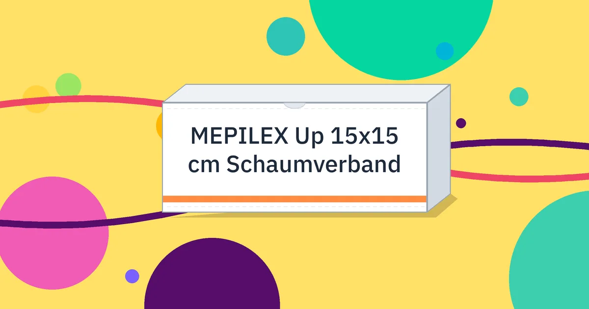 Symbolbild: Packung mit der Aufschrift MEPILEX Up 15x15 cm Schaumverband (PZN 20087894) – Verfügbarkeit und Bezug in Apotheken in Frankfurt am Main