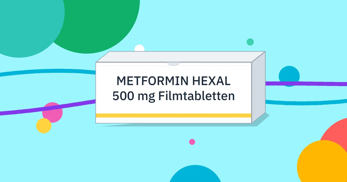 Symbolbild: Packung mit der Aufschrift METFORMIN HEXAL 500 mg Filmtabletten (PZN 02937538) – Verfügbarkeit und Bezug in Apotheken in Frankfurt am Main
