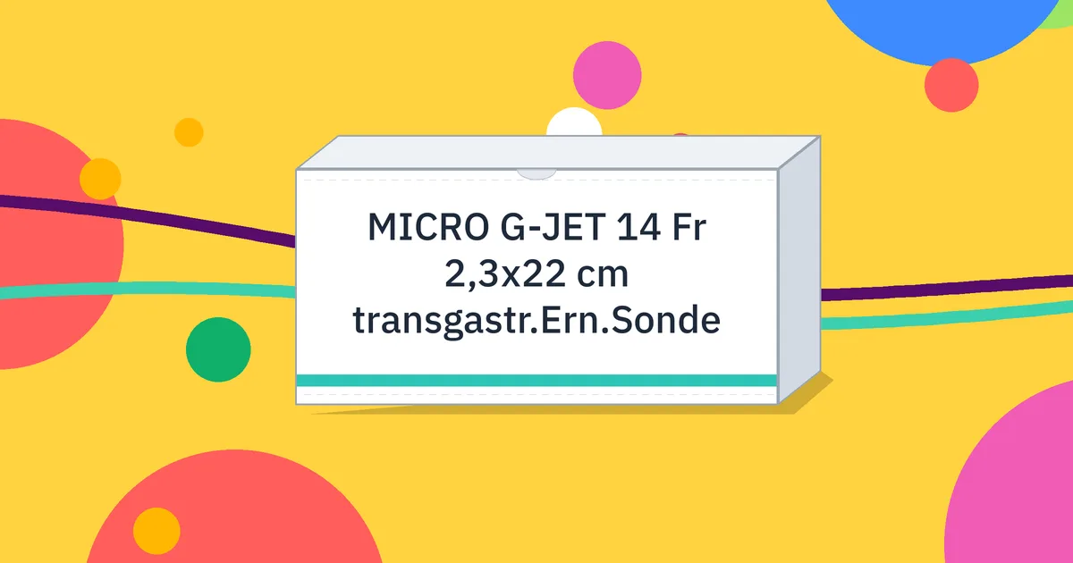 Symbolbild: Packung mit der Aufschrift MICRO G-JET 14 Fr 2,3x22 cm transgastr.Ern.Sonde (PZN 17818472) – Verfügbarkeit und Bezug in Apotheken in Frankfurt am Main