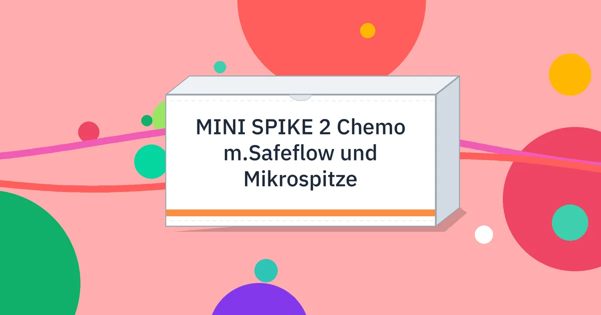 Symbolbild: Packung mit der Aufschrift MINI SPIKE 2 Chemo m.Safeflow und Mikrospitze (PZN 15824209) – Verfügbarkeit und Bezug in Apotheken in Frankfurt am Main