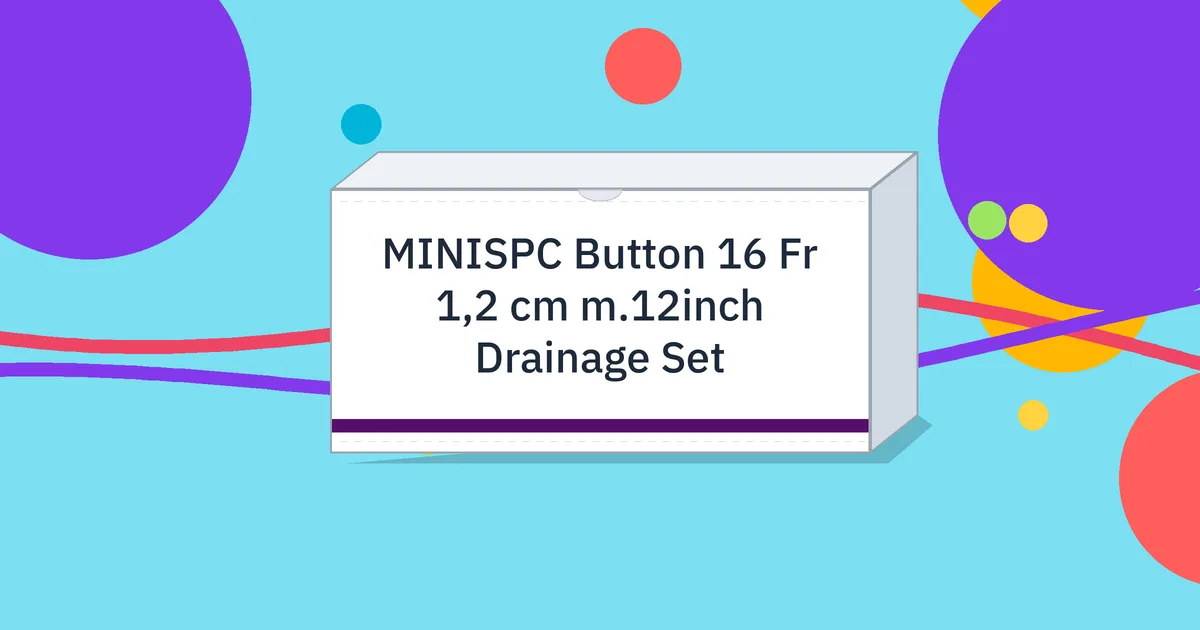 Symbolbild: Packung mit der Aufschrift MINISPC Button 16 Fr 1,2 cm m.12inch Drainage Set (PZN 20820797) – Verfügbarkeit und Bezug in Apotheken in Frankfurt am Main