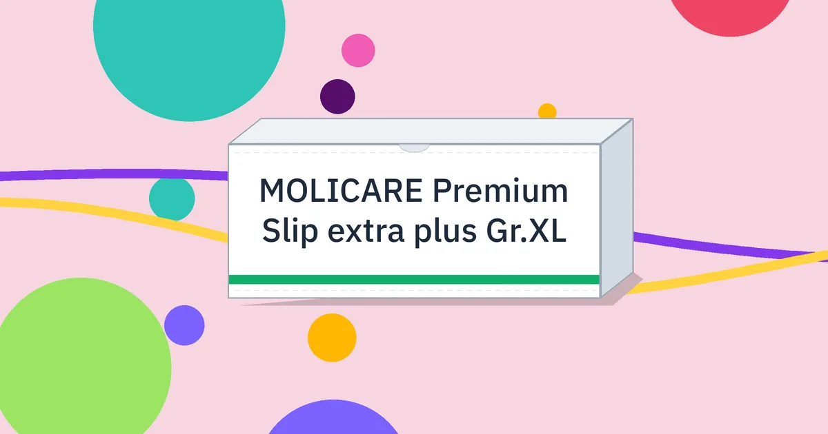Symbolbild: Packung mit der Aufschrift MOLICARE Premium Slip extra plus Gr.XL (PZN 15567557) – Verfügbarkeit und Bezug in Apotheken in Frankfurt am Main
