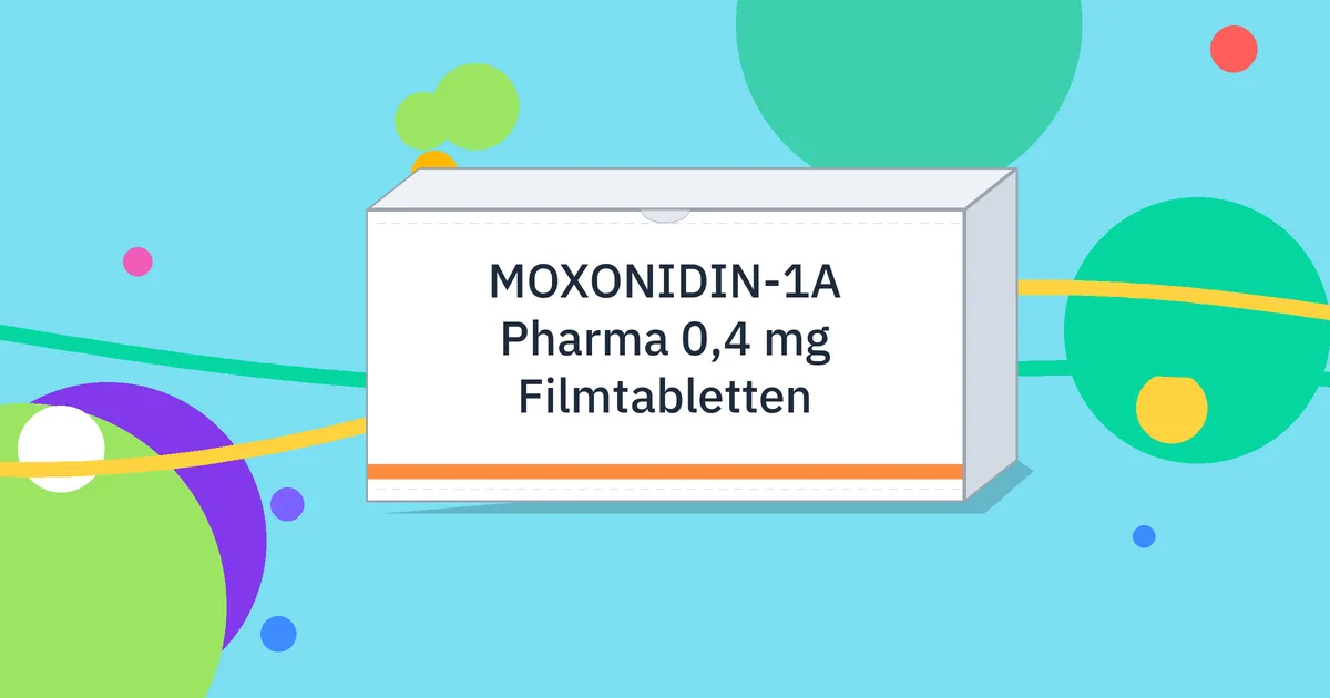 Symbolbild: Packung mit der Aufschrift MOXONIDIN-1A Pharma 0,4 mg Filmtabletten (PZN 00228157) – Verfügbarkeit und Bezug in Apotheken in Frankfurt am Main