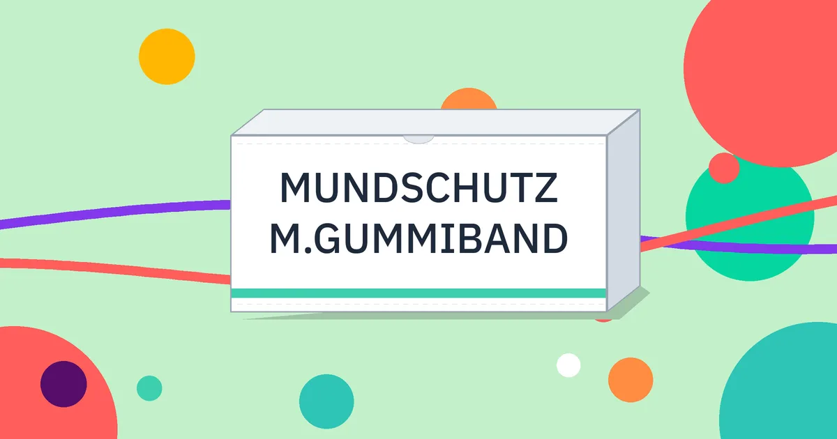 Symbolbild: Packung mit der Aufschrift MUNDSCHUTZ M.GUMMIBAND (PZN 03315282) – Verfügbarkeit und Bezug in Apotheken in Frankfurt am Main