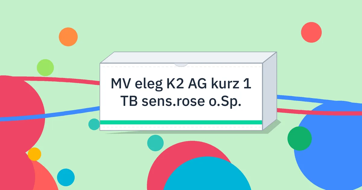 Symbolbild: Packung mit der Aufschrift MV eleg K2 AG kurz 1 TB sens.rose o.Sp. (PZN 14697080) – Verfügbarkeit und Bezug in Apotheken in Frankfurt am Main