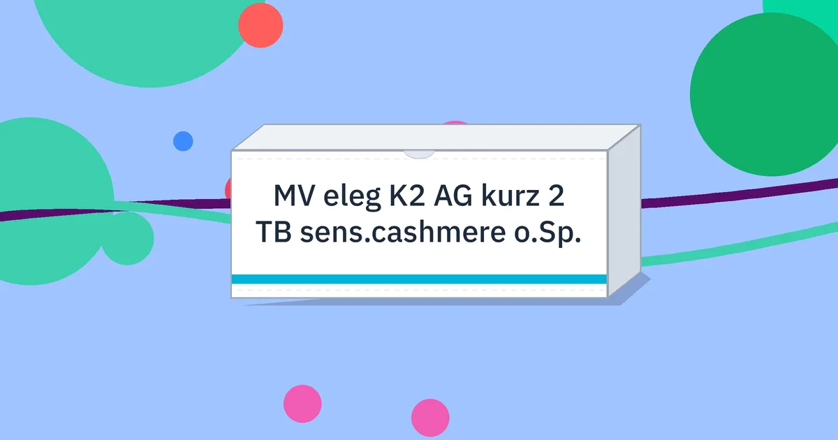 Symbolbild: Packung mit der Aufschrift MV eleg K2 AG kurz 2 TB sens.cashmere o.Sp. (PZN 14673872) – Verfügbarkeit und Bezug in Apotheken in Frankfurt am Main