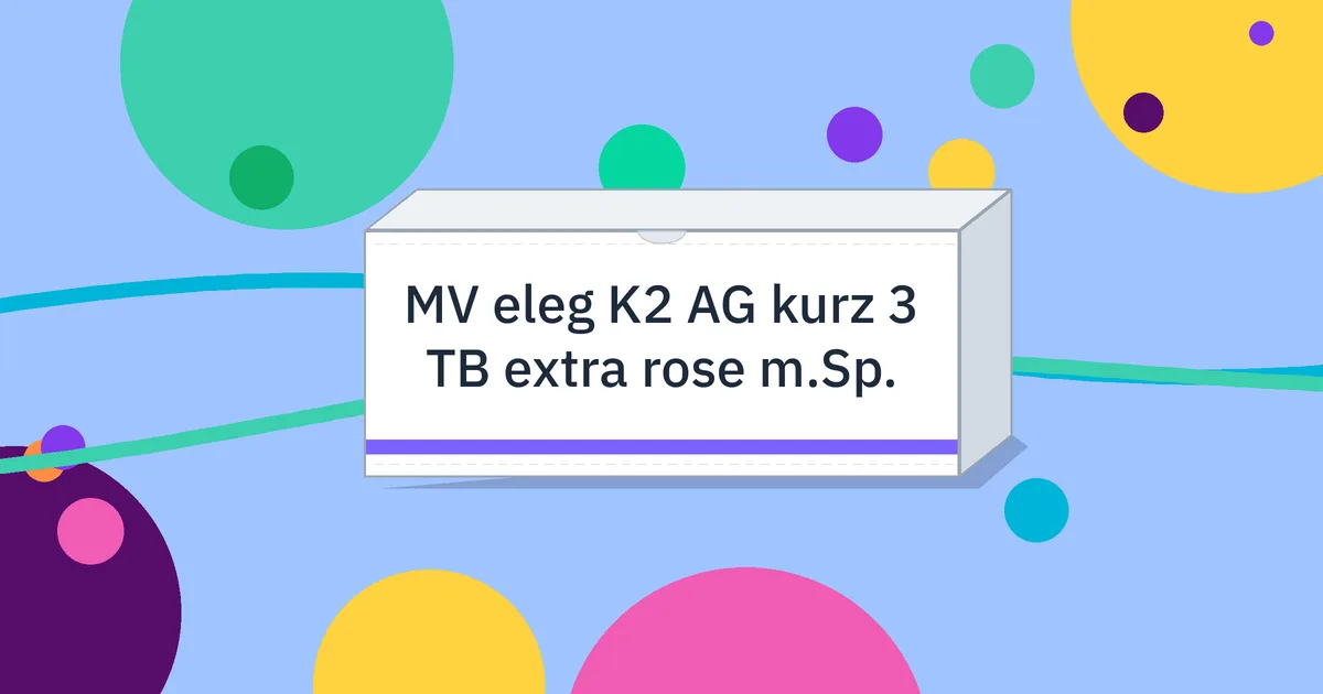 Symbolbild: Packung mit der Aufschrift MV eleg K2 AG kurz 3 TB extra rose m.Sp. (PZN 14696927) – Verfügbarkeit und Bezug in Apotheken in Frankfurt am Main