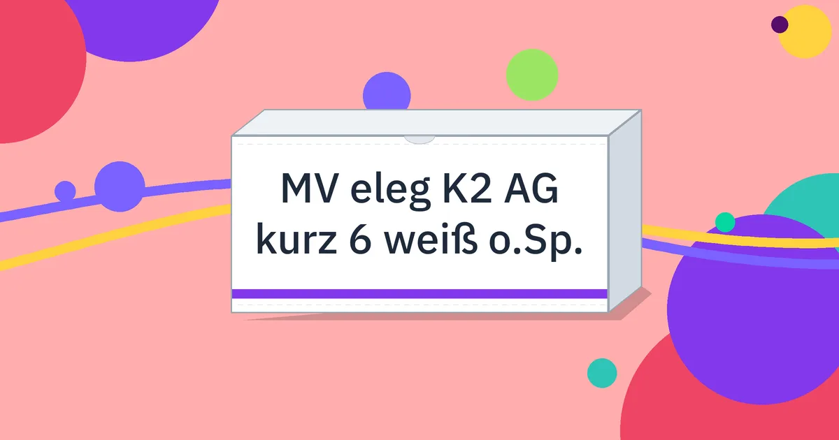Symbolbild: Packung mit der Aufschrift MV eleg K2 AG kurz 6 weiß o.Sp. (PZN 00340718) – Verfügbarkeit und Bezug in Apotheken in Frankfurt am Main
