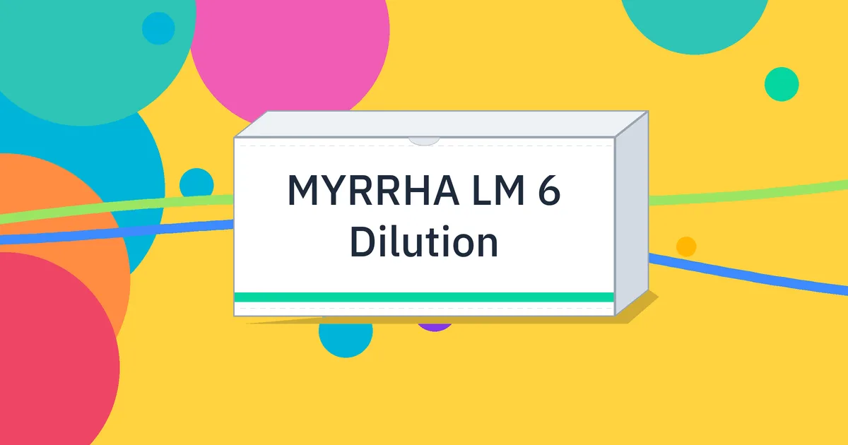 Symbolbild: Packung mit der Aufschrift MYRRHA LM 6 Dilution (PZN 12957513) – Verfügbarkeit und Bezug in Apotheken in Frankfurt am Main