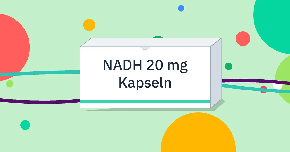 Symbolbild: Packung mit der Aufschrift NADH 20 mg Kapseln (PZN 09771443) – Verfügbarkeit und Bezug in Apotheken in Frankfurt am Main