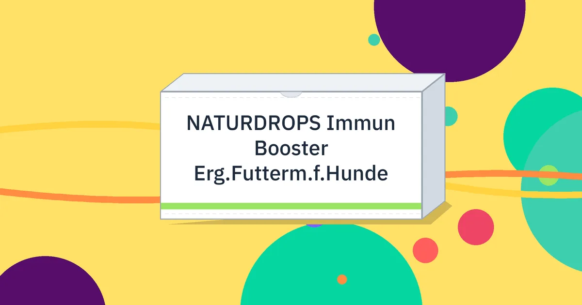 Symbolbild: Packung mit der Aufschrift NATURDROPS Immun Booster Erg.Futterm.f.Hunde (PZN 19992116) – Verfügbarkeit und Bezug in Apotheken in Frankfurt am Main