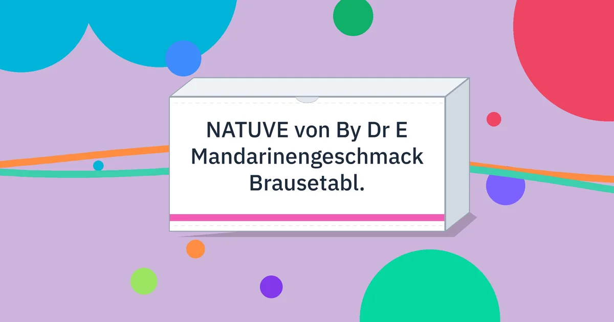 Symbolbild: Packung mit der Aufschrift NATUVE von By Dr E Mandarinengeschmack Brausetabl. (PZN 11058184) – Verfügbarkeit und Bezug in Apotheken in Frankfurt am Main