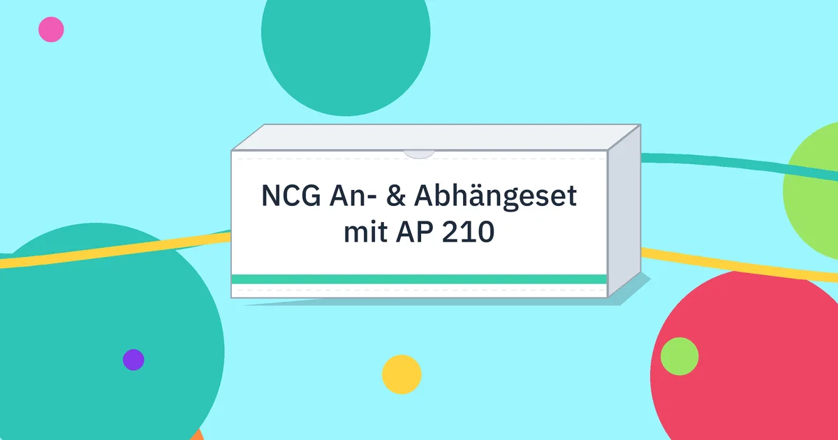 Symbolbild: Packung mit der Aufschrift NCG An- & Abhängeset mit AP 210 (PZN 18242206) – Verfügbarkeit und Bezug in Apotheken in Frankfurt am Main