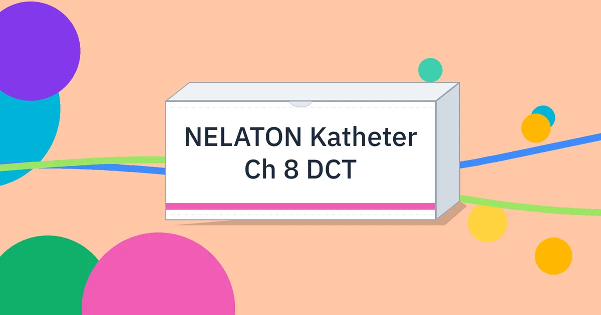 Symbolbild: Packung mit der Aufschrift NELATON Katheter Ch 8 DCT (PZN 02847752) – Verfügbarkeit und Bezug in Apotheken in Frankfurt am Main