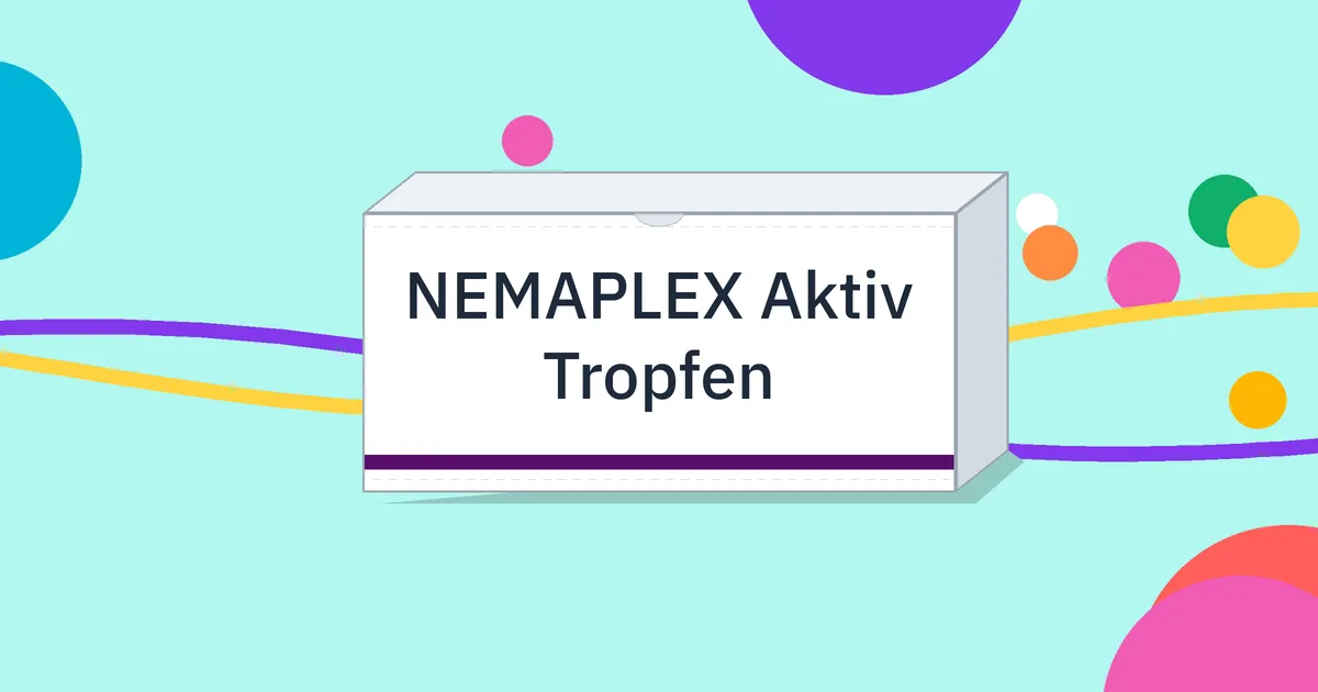 Symbolbild: Packung mit der Aufschrift NEMAPLEX Aktiv Tropfen (PZN 01828729) – Verfügbarkeit und Bezug in Apotheken in Frankfurt am Main
