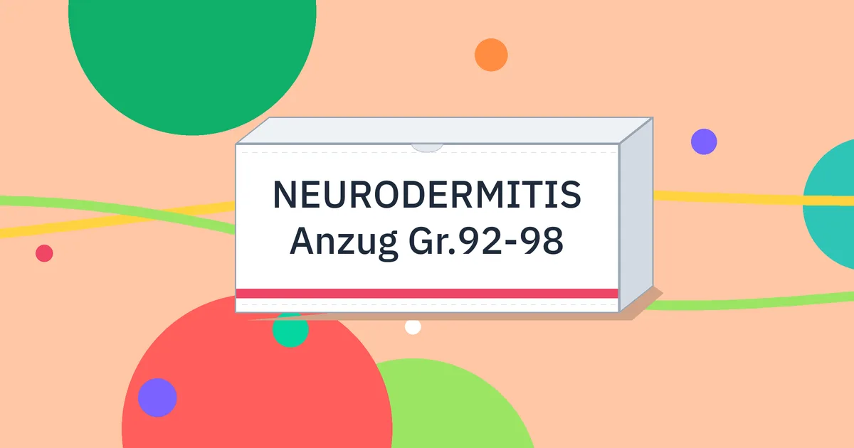 Symbolbild: Packung mit der Aufschrift NEURODERMITIS Anzug Gr.92-98 (PZN 07429232) – Verfügbarkeit und Bezug in Apotheken in Frankfurt am Main