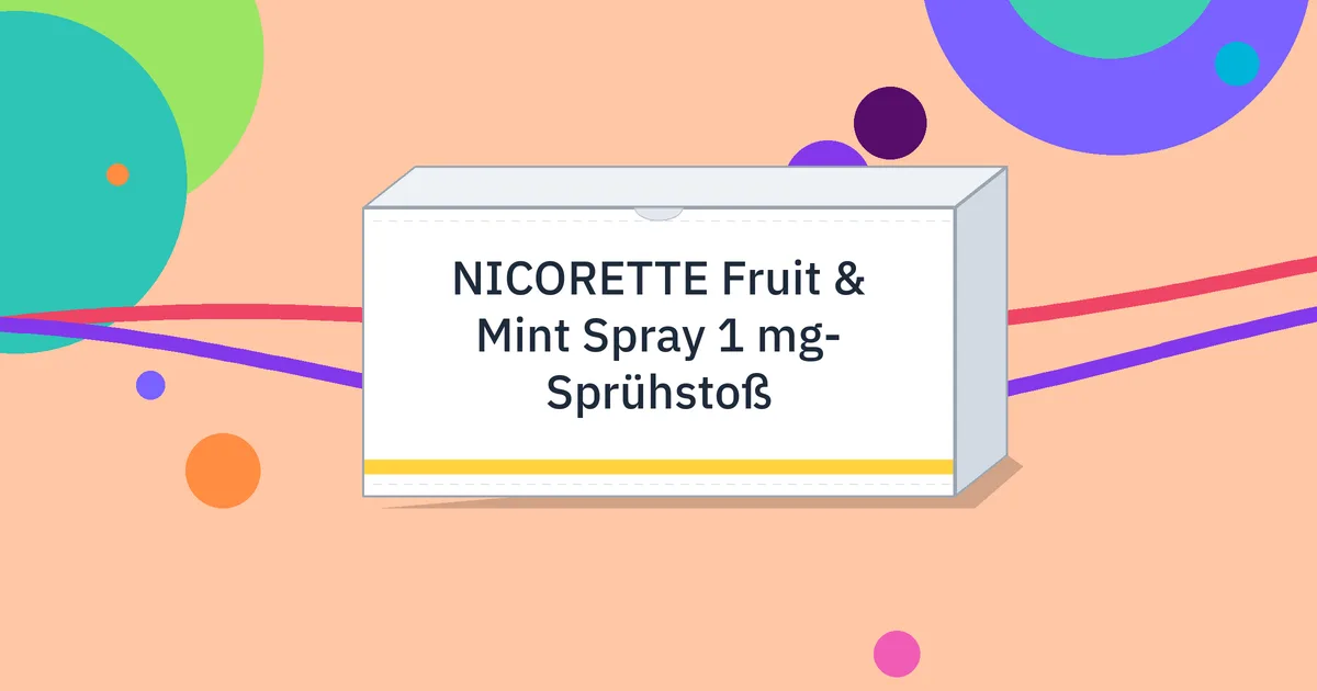 Symbolbild: Packung mit der Aufschrift NICORETTE Fruit & Mint Spray 1 mg-Sprühstoß (PZN 12552294) – Verfügbarkeit und Bezug in Apotheken in Frankfurt am Main