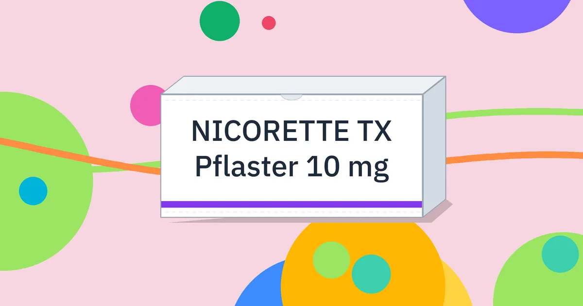 Symbolbild: Packung mit der Aufschrift NICORETTE TX Pflaster 10 mg (PZN 18777433) – Verfügbarkeit und Bezug in Apotheken in Frankfurt am Main