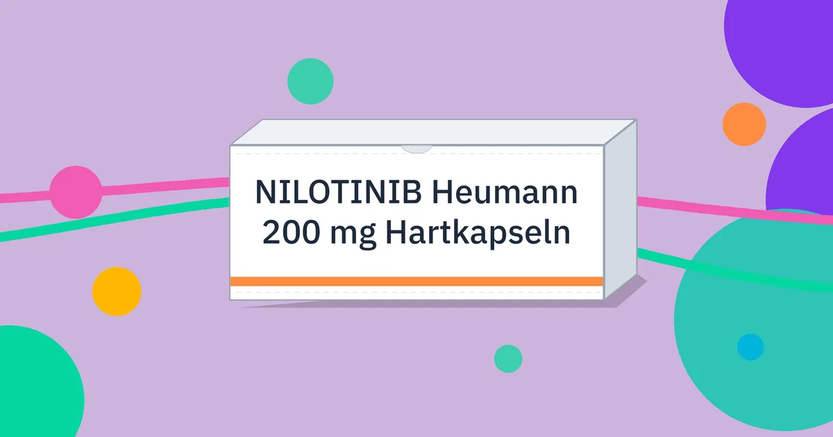 Symbolbild: Packung mit der Aufschrift NILOTINIB Heumann 200 mg Hartkapseln (PZN 19727437) – Verfügbarkeit und Bezug in Apotheken in Frankfurt am Main