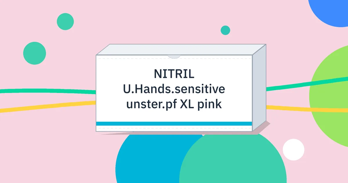 Symbolbild: Packung mit der Aufschrift NITRIL U.Hands.sensitive unster.pf XL pink (PZN 11307109) – Verfügbarkeit und Bezug in Apotheken in Frankfurt am Main