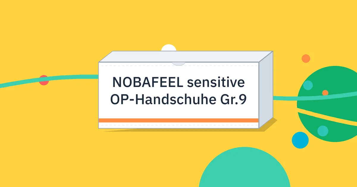 Symbolbild: Packung mit der Aufschrift NOBAFEEL sensitive OP-Handschuhe Gr.9 (PZN 07403480) – Verfügbarkeit und Bezug in Apotheken in Frankfurt am Main