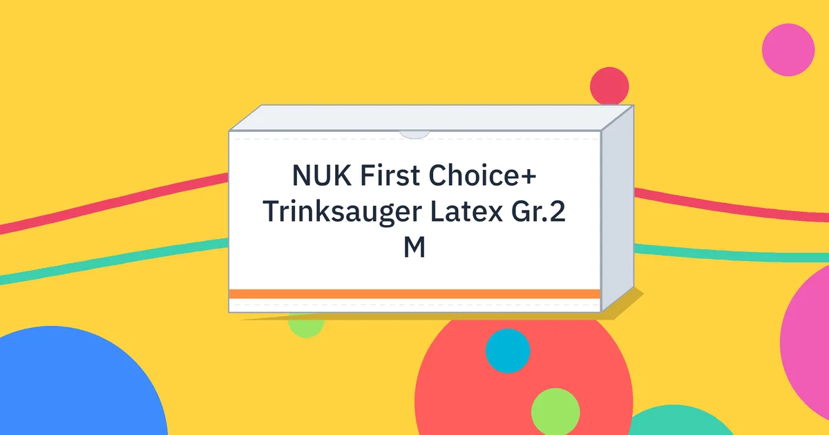 Symbolbild: Packung mit der Aufschrift NUK First Choice+ Trinksauger Latex Gr.2 M (PZN 10066589) – Verfügbarkeit und Bezug in Apotheken in Frankfurt am Main