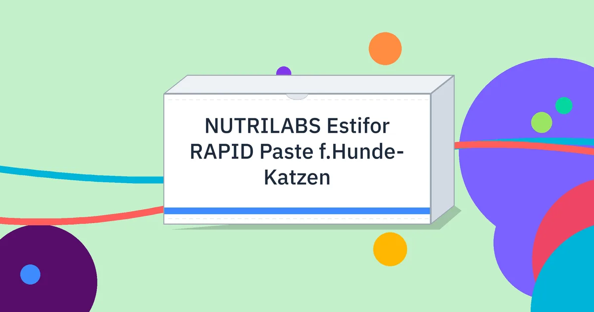 Symbolbild: Packung mit der Aufschrift NUTRILABS Estifor RAPID Paste f.Hunde-Katzen (PZN 20418003) – Verfügbarkeit und Bezug in Apotheken in Frankfurt am Main