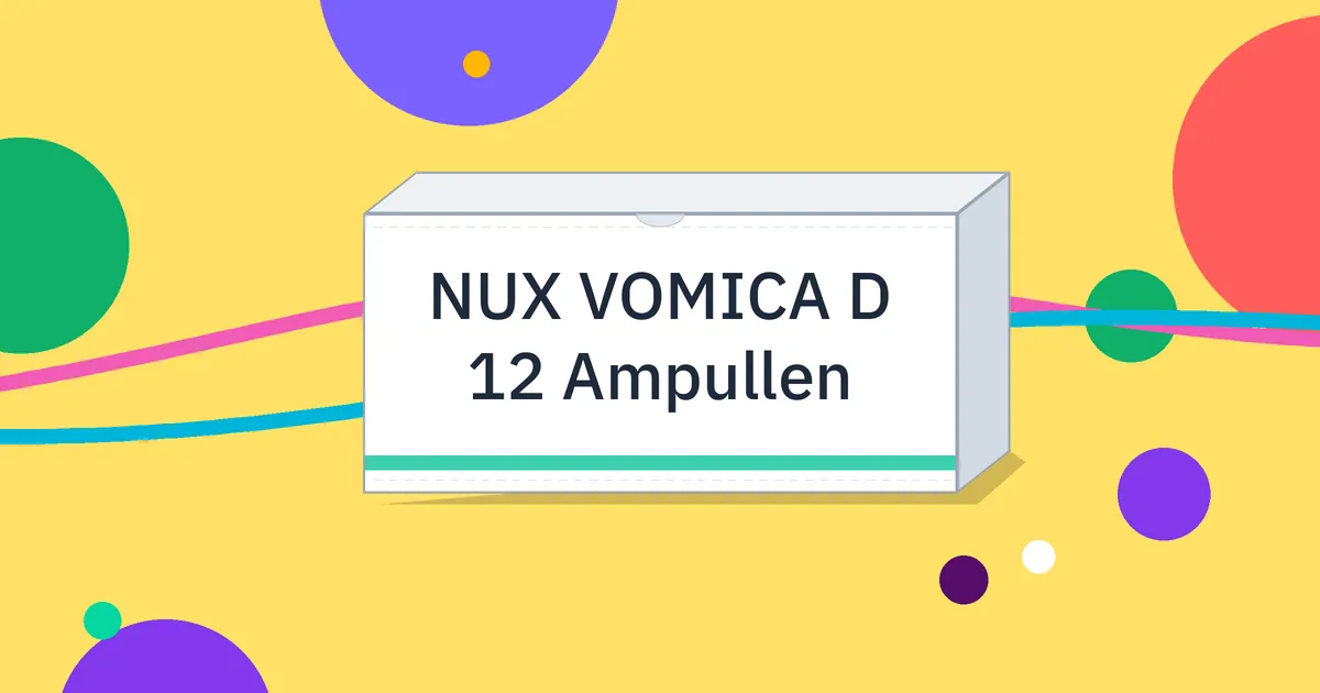 Symbolbild: Packung mit der Aufschrift NUX VOMICA D 12 Ampullen (PZN 11707435) – Verfügbarkeit und Bezug in Apotheken in Frankfurt am Main