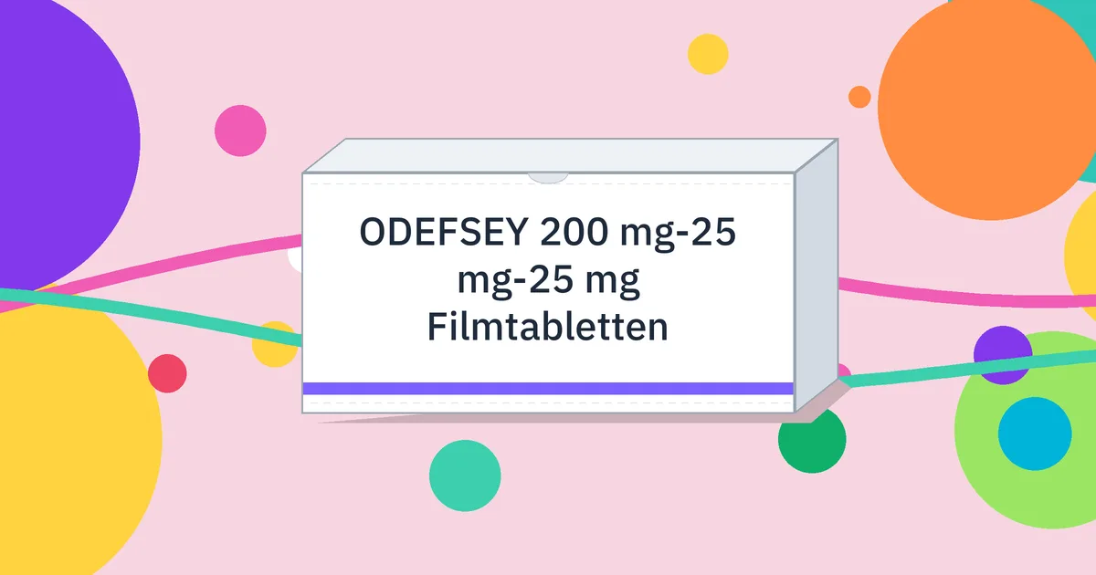 Symbolbild: Packung mit der Aufschrift ODEFSEY 200 mg-25 mg-25 mg Filmtabletten (PZN 12341700) – Verfügbarkeit und Bezug in Apotheken in Frankfurt am Main
