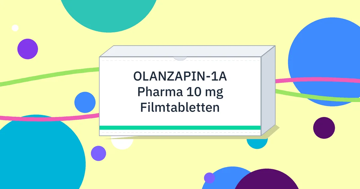 Symbolbild: Packung mit der Aufschrift OLANZAPIN-1A Pharma 10 mg Filmtabletten (PZN 09064102) – Verfügbarkeit und Bezug in Apotheken in Frankfurt am Main