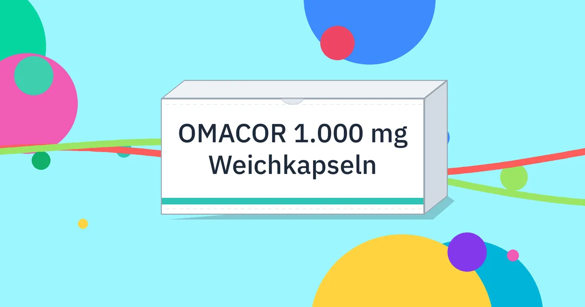 Symbolbild: Packung mit der Aufschrift OMACOR 1.000 mg Weichkapseln (PZN 10087350) – Verfügbarkeit und Bezug in Apotheken in Frankfurt am Main