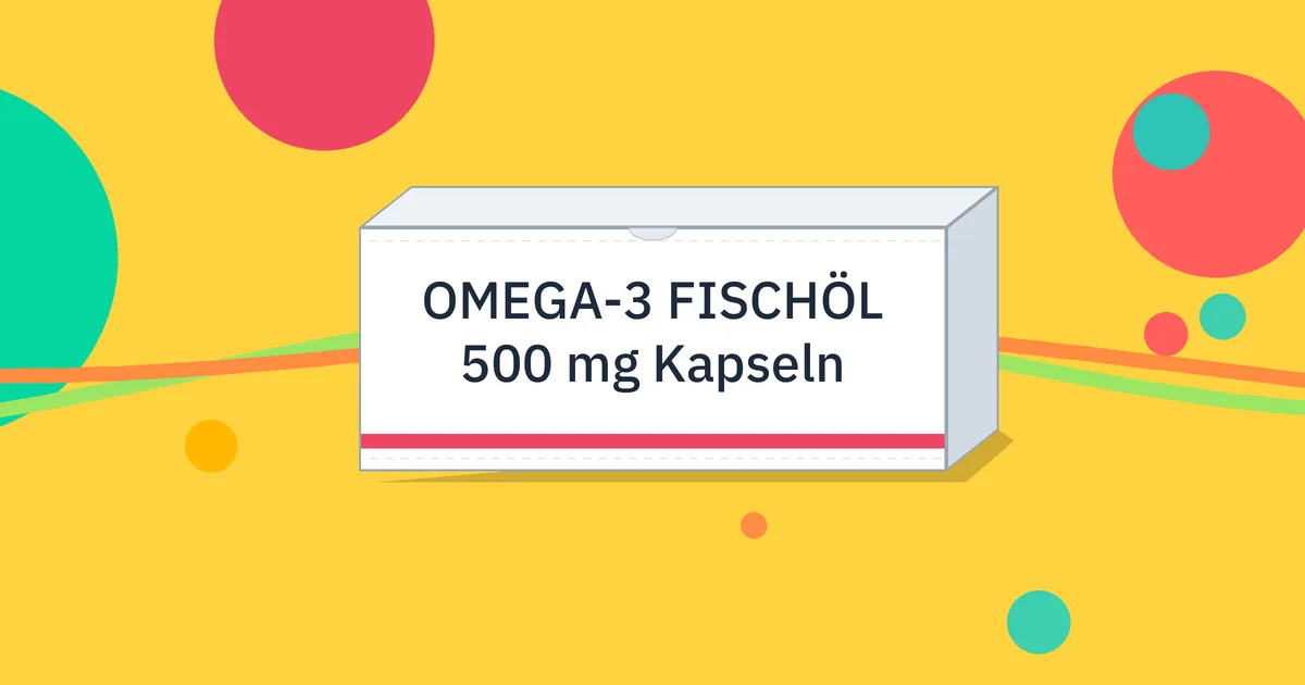 Symbolbild: Packung mit der Aufschrift OMEGA-3 FISCHÖL 500 mg Kapseln (PZN 17382543) – Verfügbarkeit und Bezug in Apotheken in Frankfurt am Main