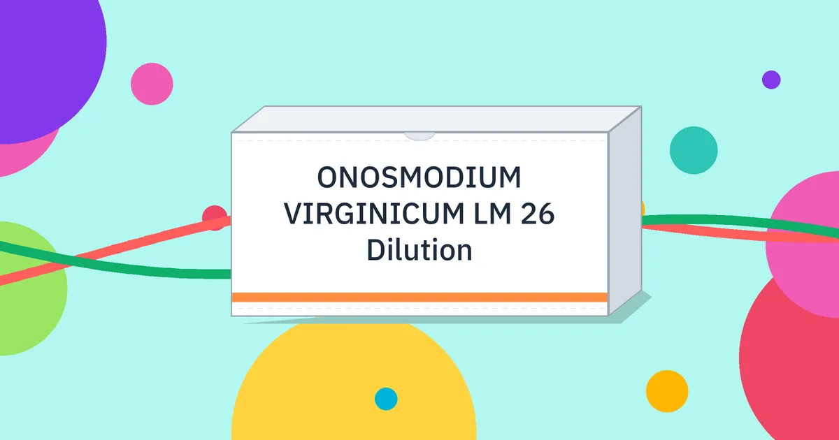 Symbolbild: Packung mit der Aufschrift ONOSMODIUM VIRGINICUM LM 26 Dilution (PZN 13626793) – Verfügbarkeit und Bezug in Apotheken in Frankfurt am Main