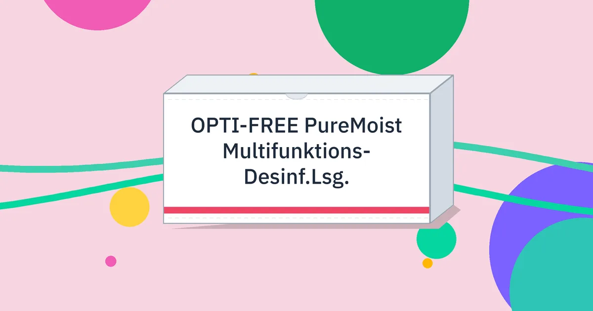 Symbolbild: Packung mit der Aufschrift OPTI-FREE PureMoist Multifunktions-Desinf.Lsg. (PZN 09426261) – Verfügbarkeit und Bezug in Apotheken in Frankfurt am Main