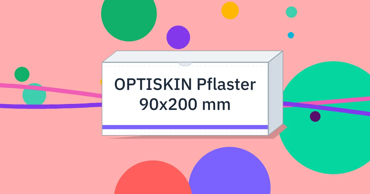 Symbolbild: Packung mit der Aufschrift OPTISKIN Pflaster 90x200 mm (PZN 00737769) – Verfügbarkeit und Bezug in Apotheken in Frankfurt am Main