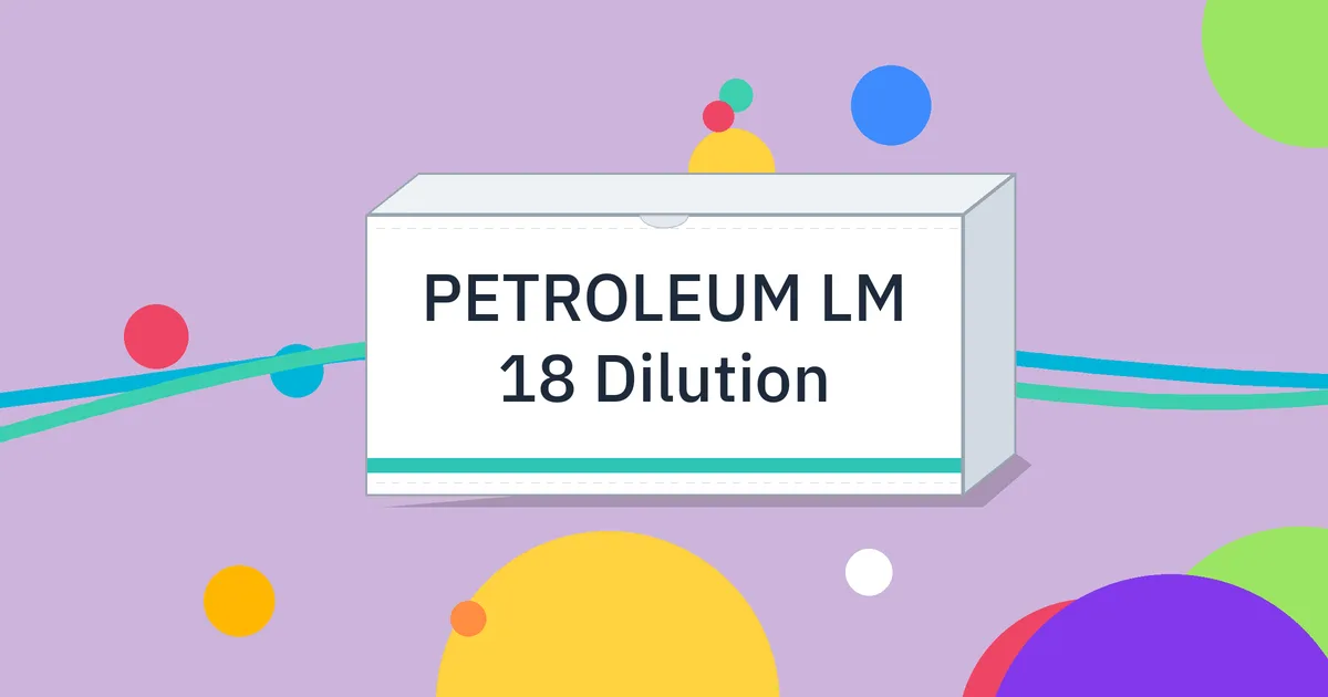 Symbolbild: Packung mit der Aufschrift PETROLEUM LM 18 Dilution (PZN 02603234) – Verfügbarkeit und Bezug in Apotheken in Frankfurt am Main