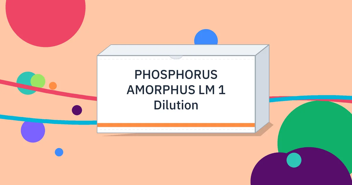 Symbolbild: Packung mit der Aufschrift PHOSPHORUS AMORPHUS LM 1 Dilution (PZN 13034294) – Verfügbarkeit und Bezug in Apotheken in Frankfurt am Main