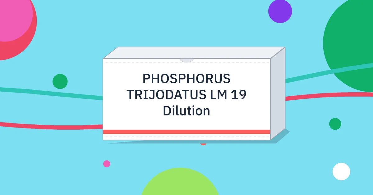 Symbolbild: Packung mit der Aufschrift PHOSPHORUS TRIJODATUS LM 19 Dilution (PZN 13034940) – Verfügbarkeit und Bezug in Apotheken in Frankfurt am Main