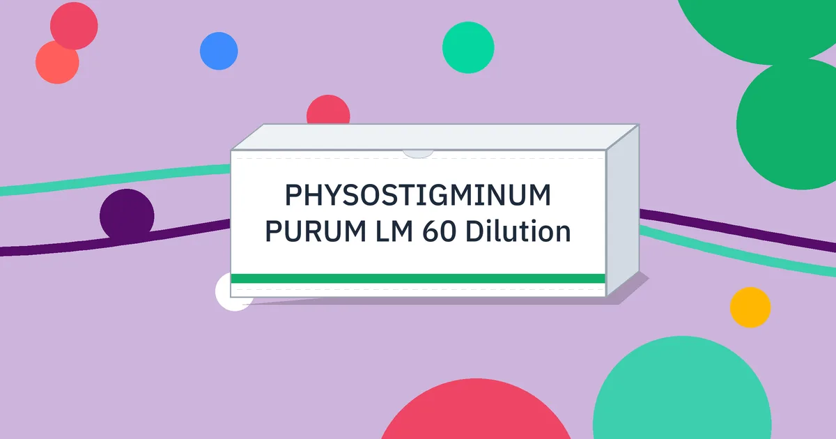 Symbolbild: Packung mit der Aufschrift PHYSOSTIGMINUM PURUM LM 60 Dilution (PZN 13036063) – Verfügbarkeit und Bezug in Apotheken in Frankfurt am Main
