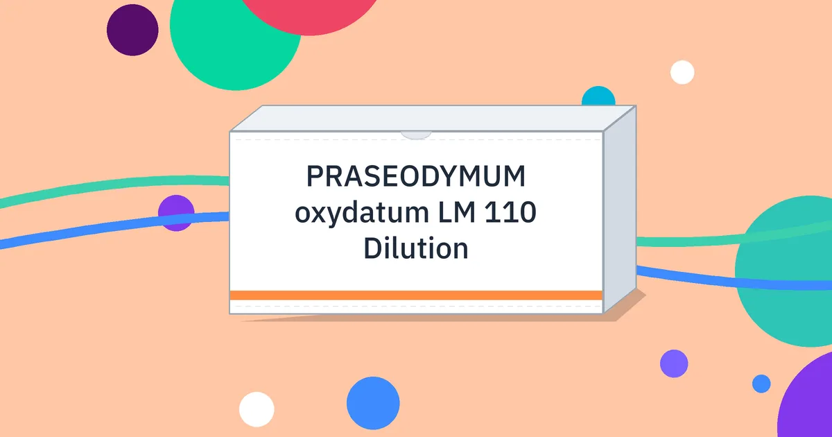 Symbolbild: Packung mit der Aufschrift PRASEODYMUM oxydatum LM 110 Dilution (PZN 13666887) – Verfügbarkeit und Bezug in Apotheken in Frankfurt am Main