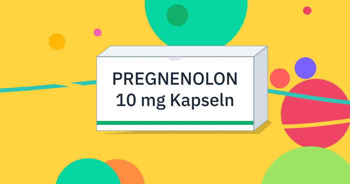 Symbolbild: Packung mit der Aufschrift PREGNENOLON 10 mg Kapseln (PZN 19748741) – Verfügbarkeit und Bezug in Apotheken in Frankfurt am Main