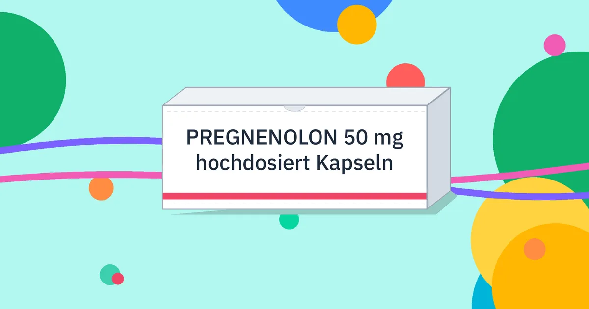 Symbolbild: Packung mit der Aufschrift PREGNENOLON 50 mg hochdosiert Kapseln (PZN 18850319) – Verfügbarkeit und Bezug in Apotheken in Frankfurt am Main