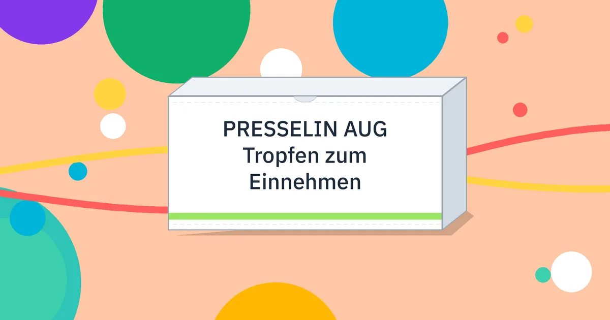 Symbolbild: Packung mit der Aufschrift PRESSELIN AUG Tropfen zum Einnehmen (PZN 00362631) – Verfügbarkeit und Bezug in Apotheken in Frankfurt am Main