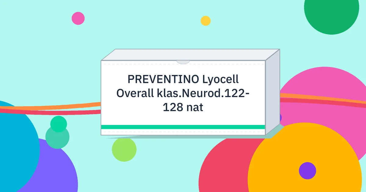 Symbolbild: Packung mit der Aufschrift PREVENTINO Lyocell Overall klas.Neurod.122-128 nat (PZN 16895648) – Verfügbarkeit und Bezug in Apotheken in Frankfurt am Main