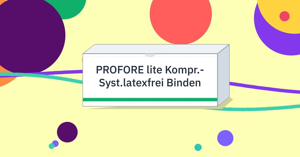 Symbolbild: Packung mit der Aufschrift PROFORE lite Kompr.-Syst.latexfrei Binden (PZN 01866115) – Verfügbarkeit und Bezug in Apotheken in Frankfurt am Main