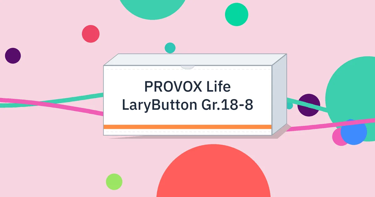 Symbolbild: Packung mit der Aufschrift PROVOX Life LaryButton Gr.18-8 (PZN 19625487) – Verfügbarkeit und Bezug in Apotheken in Frankfurt am Main