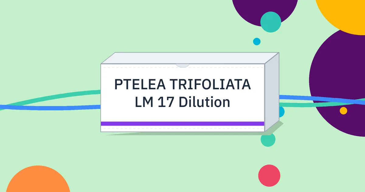 Symbolbild: Packung mit der Aufschrift PTELEA TRIFOLIATA LM 17 Dilution (PZN 13670392) – Verfügbarkeit und Bezug in Apotheken in Frankfurt am Main