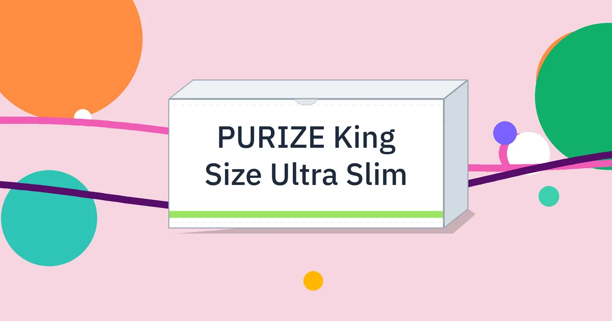 Symbolbild: Packung mit der Aufschrift PURIZE King Size Ultra Slim (PZN 20294239) – Verfügbarkeit und Bezug in Apotheken in Frankfurt am Main